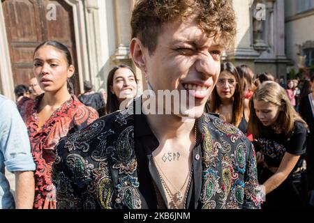 Irama seen outside the Etro show during Milan Fashion Week Spring ...