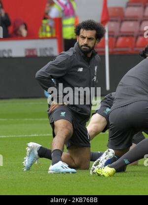 Mohamed Salah of Liverpool during the warm-up before the UEFA Champions ...