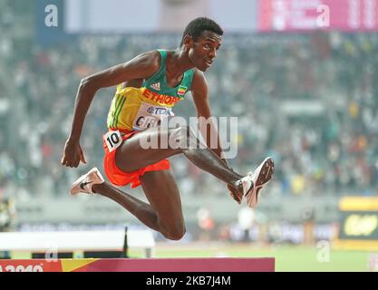 Lamecha Girma of Ethiopia competing in the Men's 3000 Metres ...