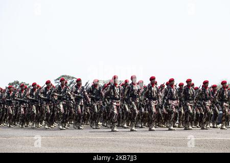 Indonesian Army Red Barret Special Force during the ceremony. Indonesia ...