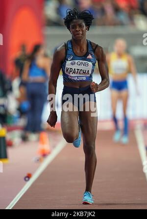 Hilary Kpatcha of France competing in long jump for women during the ...