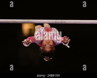 Shijia Li of China during uneven bars for women at the 49th FIG ...
