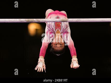 Shijia Li of China during uneven bars for women at the 49th FIG ...