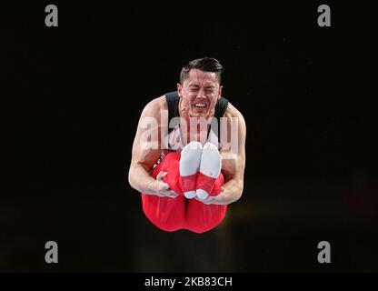 Andreas Toba of Germany during parallel bars for men at the 49th FIG ...