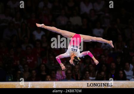 Shijia Li of China during balance beam for women at the 49th FIG ...