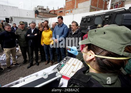 Security Minister Patricia Bullrich along with Senator Miguel Angel ...