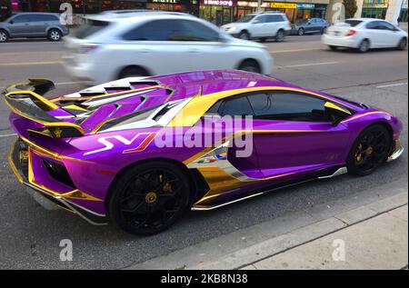 Lamborghini Aventador SVJ parked outside a fancy shop in Toronto ...