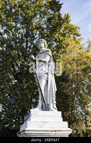 Statue of Gaston Febus Count of Foix in the castle garden of Pau in Pau ...