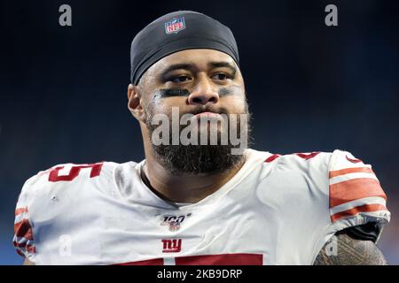 New York Giants center Jon Halapio (75) during the first half of an NFL ...