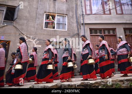 Newari people participate in parade of Nhu Dan (the Newari New Year ...