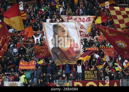 Roma’s supporters during the Serie A soccer match between Lazio and ...