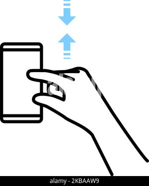 Illustration of actions to operate a smartphone (pinch, zoom, swipe ...