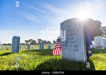 Headstones of U.S. Navy Fleet Admiral Chester William Nimitz, Sr. is ...