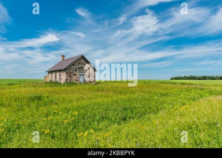 The stone walls of Foster School, built in 1897, outside Abernethy, SK ...