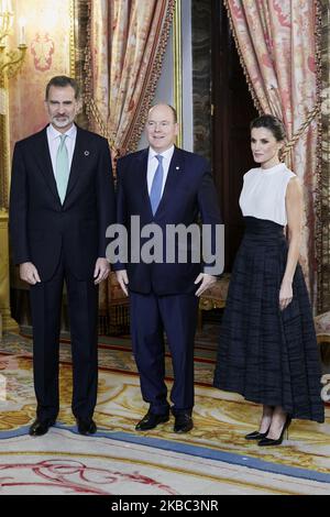 Spanish Queen Letizia, Monaco Prince Alberto II, Spanish King Felipe VI ...