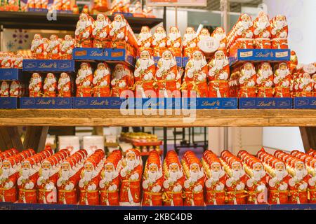Santa claus figure chocolate are dispalyed in Chocolate musem in ...