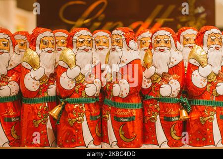 Santa claus figure chocolate are dispalyed in Chocolate musem in ...