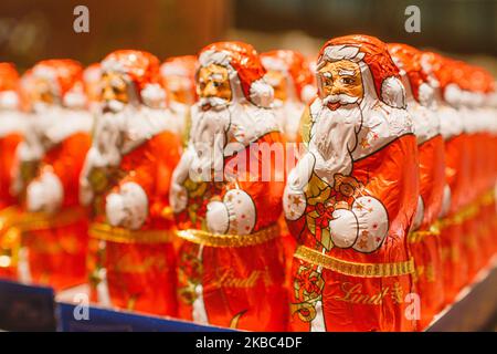 Santa claus figure chocolate are dispalyed in Chocolate musem in ...