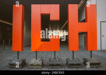 'ICH' art installation is seen at the centre of inner city of Cologne ...