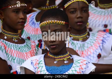 A girl dressed in a Hausa-Fulani culture to celebrate the Lagos state ...