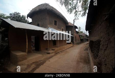 Traditional mud houses are seen at the Maluti village in eastern Indian ...