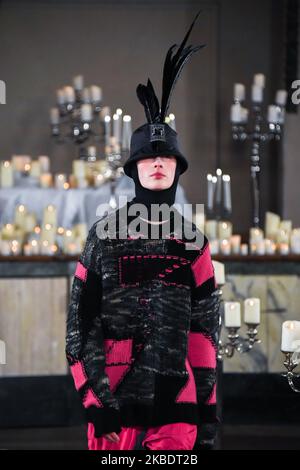 A model walks the Town Hall Runway Six during Melbourne Fashion week at ...