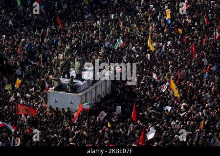 Coffins containing bodies of the former commander of the IRGS Qods ...