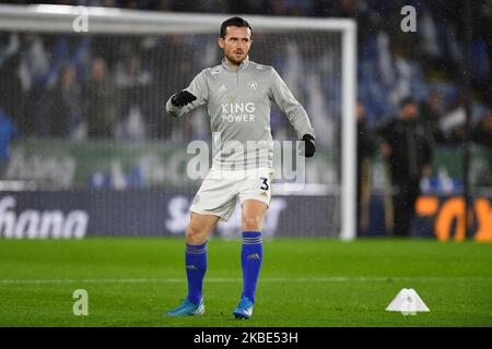 Ben Chilwell (3) of Leicester City warms up during the Premier League ...