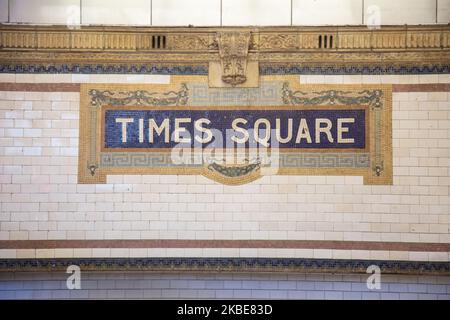 Vintage mosaic tile signs on the New York City subway system Stock ...