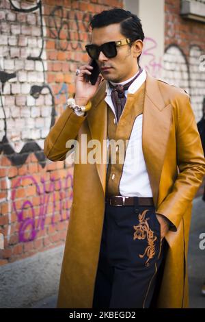 People attend the Street Style at Fendi fashion show: January 13 ...