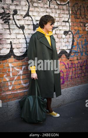 People attend the Street Style at Fendi fashion show: January 13 ...