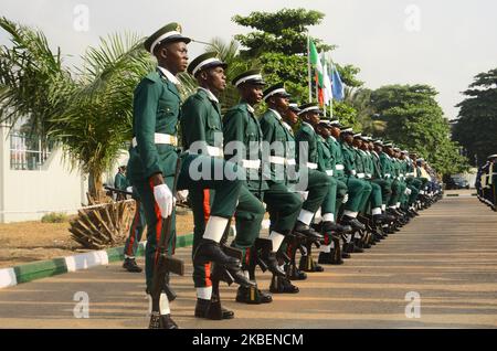 Nigerian soldiers on parade during the 2020 Armed Forces Remembrance Day Celebration held at ...