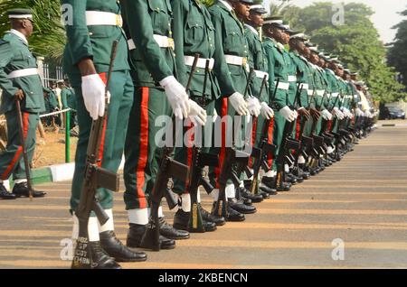 Nigerian soldiers on parade during the 2020 Armed Forces Remembrance Day Celebration held at ...