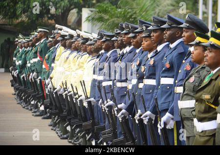 Nigerian soldiers on parade during the 2020 Armed Forces Remembrance Day Celebration held at ...