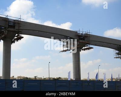 Cairo, Egypt, October 14 2022: Construction site of new Cairo monorail ...
