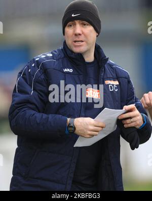Stockport County manager Dave Challinor (right) instructs players from ...