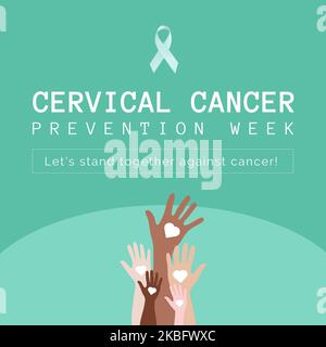 Composition of cervical cancer awareness week text over ribbon Stock ...