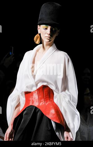 A model walks the runway at the MARCOS LUENGO fashion show during ...