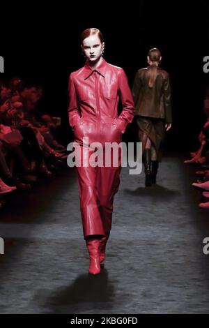 A model walks the runway at the JUAN VIDAL fashion show during Mercedes ...