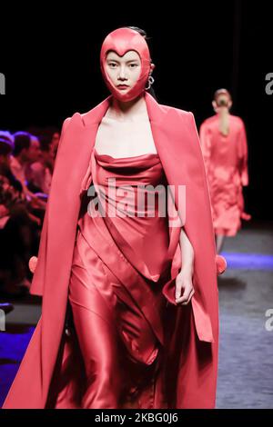 A model walks the runway at the JUAN VIDAL fashion show during Mercedes ...