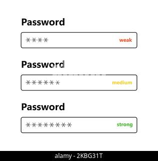 Password weak, medium and strong interface. Password form template for ...