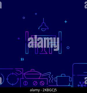 Dinner table gradient line icon, simple illustration on a dark blue ...