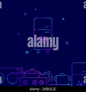 Fridge, refrigerator gradient line icon, simple illustration on a dark ...