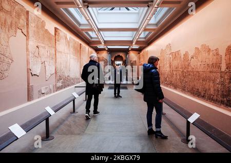 Visitors look at the Parthenon Marbles, also known as the Elgin Marbles ...