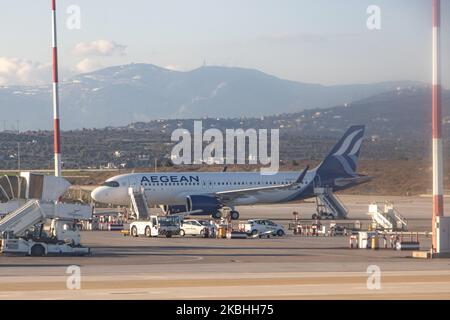 A brand new Airbus A320neo airplane with the new logo and livery paint ...