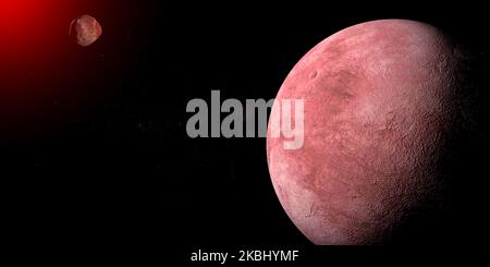 50000 Quaoar, dwarf planet, orbiting near Pluto planet. 3d render Stock ...