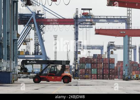 A pile of cargo at Jakarta International Container Terminal, Tanjung ...
