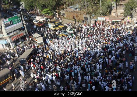 Anti-CAA protesters block traffic during a demonstration against Mumbai ...