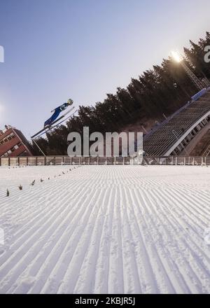 Timi Zajc soars in the air during the first round of the Men Large Hill ...