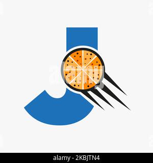Initial Letter N Restaurant Cafe Logo With Pizza Concept Vector ...